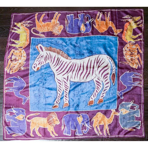 Accessories | Silk Wax Batik Print Zebra Scarf 44 X 44 | Poshmark